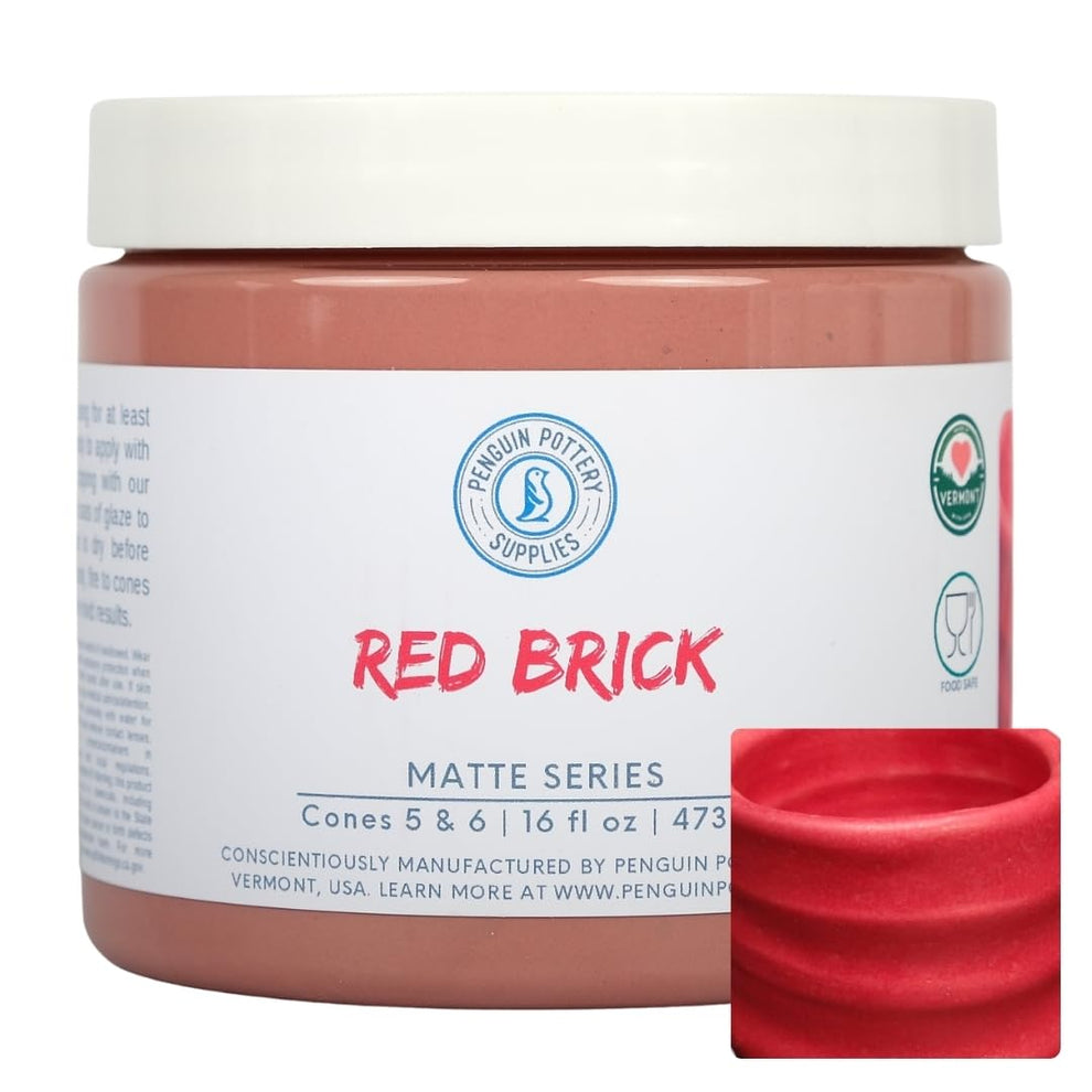 Penguin Pottery - Matte Series - Red Brick Matte - Mid Fire Glaze, Hig