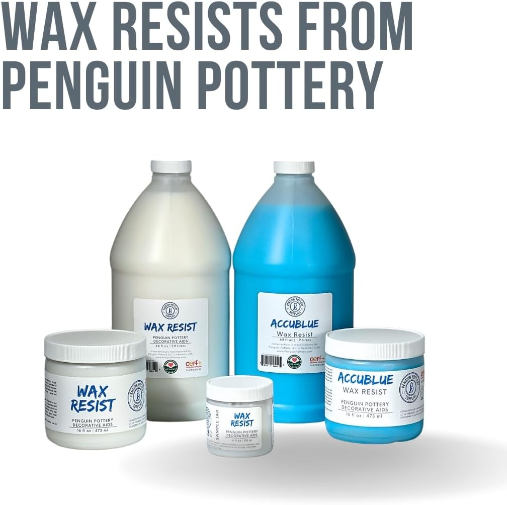 Penguin Pottery AccuBlue Ceramic Wax Resist for Pottery Glaze, Clay Gl